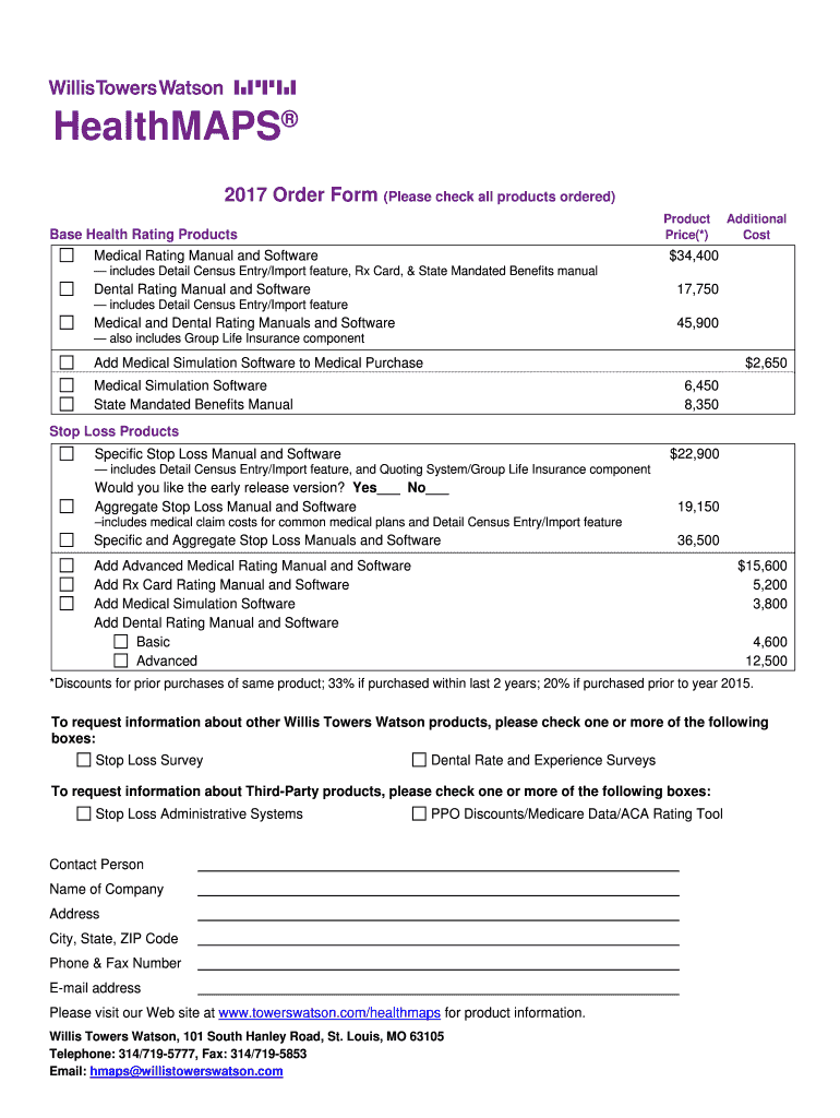 Fillable Online HealthMAPS - Towers Watson Fax Email Print - pdfFiller