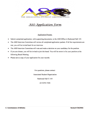 Fillable Online aso lattc ASO Application Form Position: Commissioner ...