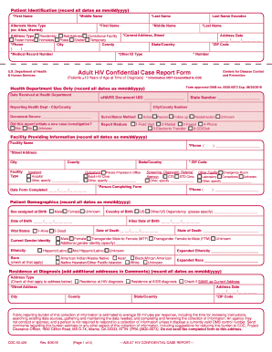 Fillable Online Adult HIV Confidential Case Report Form - Ohio ...