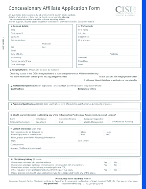 Fillable Online Concessionary Affiliate Application Form Fax Email ...