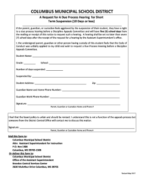 Fillable Online Due Process Form Revised Aug 03 .doc Fax Email Print ...