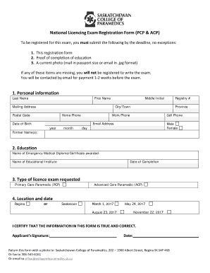 Fillable Online National Licencing Exam Registration Form (PCP & ACP ...