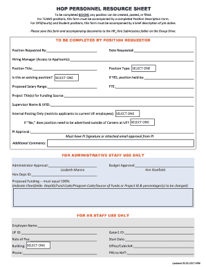 Fillable Online com-hop sites medinfo ufl HOP PERSONNEL RESOURCE SHEET ...