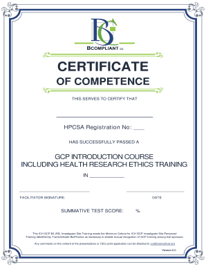 Fillable Online certificate - TransCelerate Fax Email Print - pdfFiller