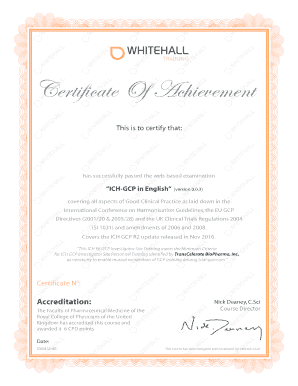 Fillable Online Certificate Of Achievement - TransCelerate Fax Email Print - pdfFiller
