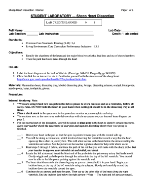Fillable Online Heart Dissection: Internal - BTHS.edu Fax Email Print ...