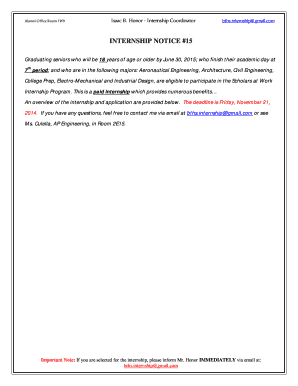 Fillable Online INTERNSHIP NOTICE #15 Fax Email Print - pdfFiller