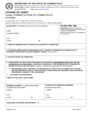 Fillable Online change of agent - CT.gov Fax Email Print - pdfFiller