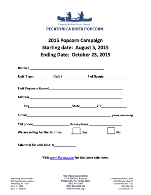 Fillable Online Unit Type: Unit # # of Scouts Fax Email Print - pdfFiller