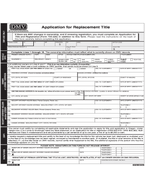 Fillable Online Application for Replacement Title form - State of Oregon Fax Email Print - pdfFiller
