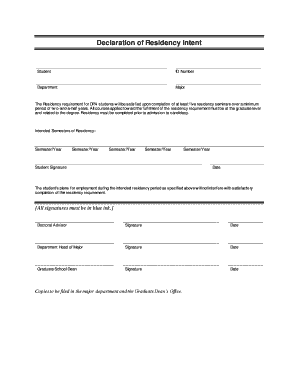 Fillable Online Declaration of Residency Intent Fax Email Print - pdfFiller