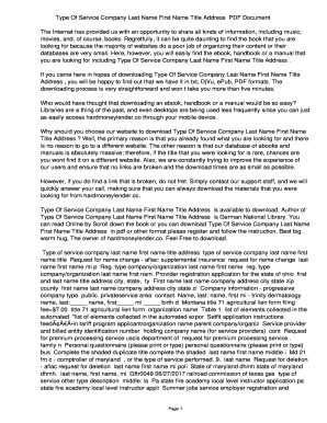 Fillable Online Type Of Service Company Last Name First Name Title ...