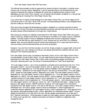 Fillable Online Form Adv Paper Version Sec PDF ...