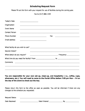 Fillable Online Scheduling Request Form - St. Gerard Catholic Church ...