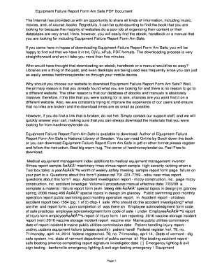 Fillable Online Equipment Failure Report Form Am Safe PDF ...