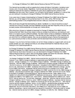 Fillable Online Irs Change Of Address Form 8822 Internal Revenue ...