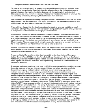Fillable Online Emergency Medical Consent Form Child Care PDF ...