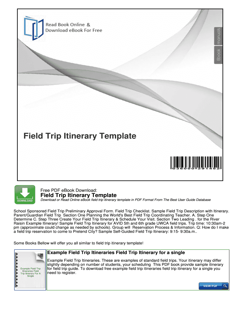Fillable Online Field Trip Itinerary Template - mybooklibrary.Com Fax ...