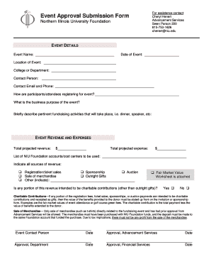 Fillable Online niufoundation Event Approval Submission Form - NIU ...