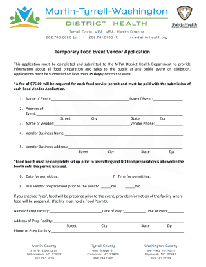 Fillable Online Temporary Food Event Vendor Application - MTW District ...