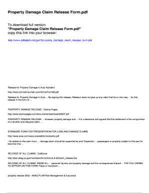 Fillable Online Property Damage Claim Release Form - Pdfslibforyou.com ...