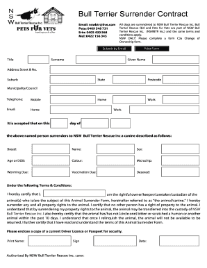 Dog Owner Surrender Contract | pdfFiller