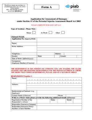 Fillable Online Form A - Injuries Board Fax Email Print - pdfFiller