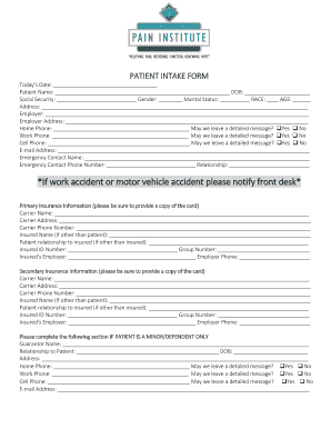 Fillable Online If work accident or motor vehicle accident please ...