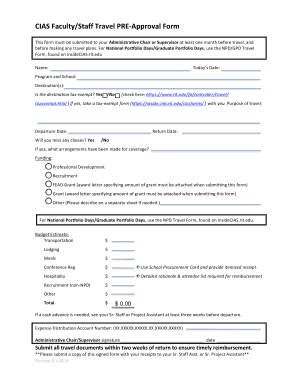 Fillable Online CIAS Faculty/Staff Travel PRE-Approval Form - Inside CIAS Fax Email Print ...