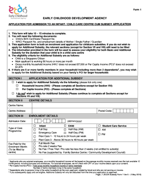 Fillable Online ECDA FORM 1 : Application for Admission to A Child Care ...
