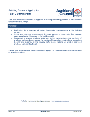 Building Consent Application Pack 2: Commercial - Auckland Council ...