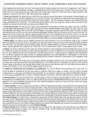 Fillable Online DIVERSIFIED MEMBERS CREDIT UNION CREDIT CARD AGREEMENT AND DISCLOSURES Fax Email ...