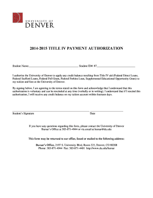 Fillable Online 2007-2008 title iv payment authorization - University ...