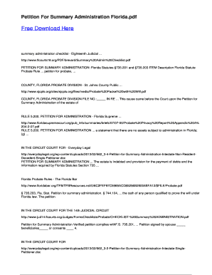 Fillable Online Petition For Summary Administration Florida Fax Email ...