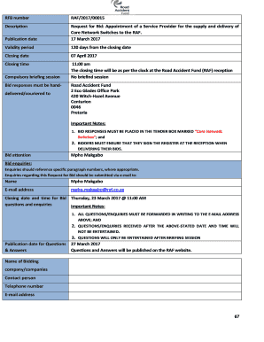 Fillable Online RAF RFB Document Core Network Switches - Road Accident ...