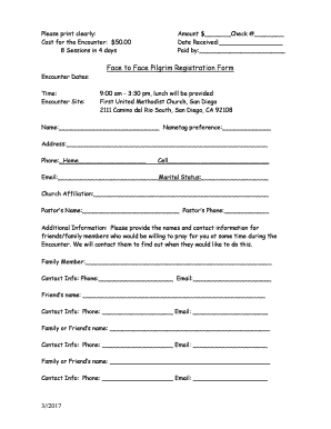 Fillable Online sdemmaus Face to Face Pilgrim Registration Form Fax Email Print - pdfFiller