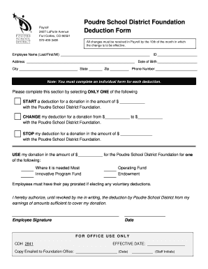 Fillable Online PSD Foundation Deduction Form - final final.doc Fax ...