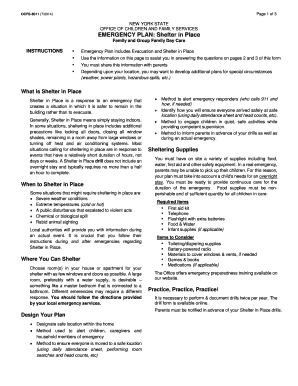 Fillable Online EMERGENCY PLAN: Shelter in Place Fax Email Print ...