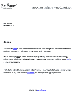 Fillable Online Sample Custom Email Signup Form to Get you Started Fax ...