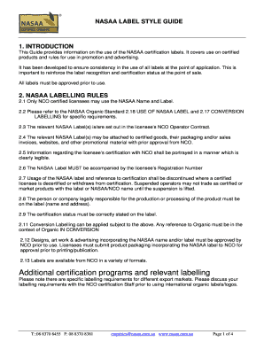 Fillable Online GUIDE TO THE USE OF THE NASAA LABEL Fax Email Print ...