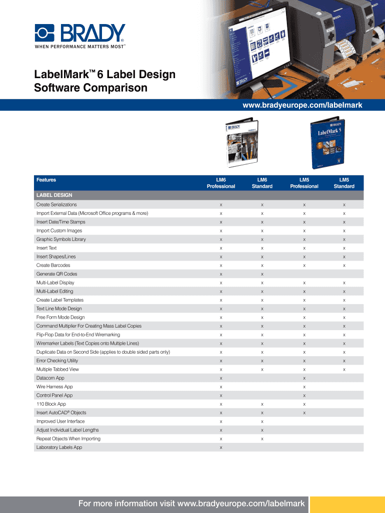 Fillable Online LabelMark 6 Label Design Software Comparison ...