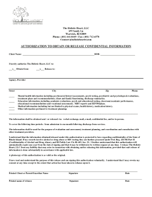 Fillable Online AUTHORIZATION TO OBTAIN OR RELEASE CONFIDENTIAL ...
