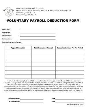 Fillable Online AOA-041-VPDF-Voluntary Payroll Deduction Form 2017.05. ...