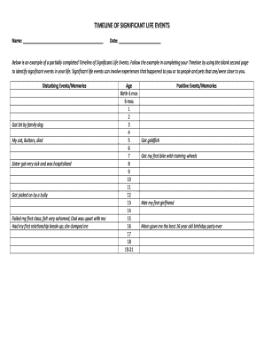 Fillable Online TIMELINE OF SIGNIFICANT LIFE EVENTS Fax Email Print ...