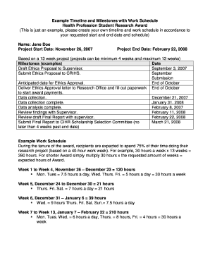 Fillable Online Example Timeline and Milestones with Work Schedule Fax ...