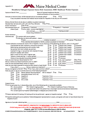 Fillable Online mainehealth Bloodborne Pathogen Exposure Source Risk ...