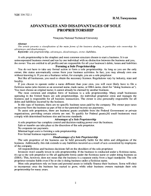 Fillable Online ADVANTAGES AND DISADVANTAGES OF SOLE Fax Email Print - pdfFiller