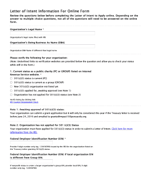 Fillable Online Letter of Intent Information For Online Form Fax Email ...