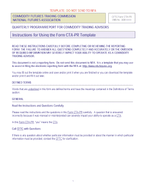 Fillable Online Instructions for Using the Form CTA-PR Template ...