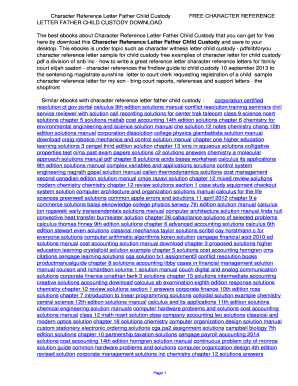 Fillable Online Character Reference Letter Father Child Custody ...